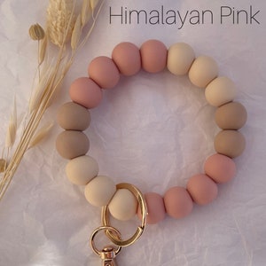 Silicone Keychain Wristlet/key Ring Bracelet/beaded Keychain - Etsy