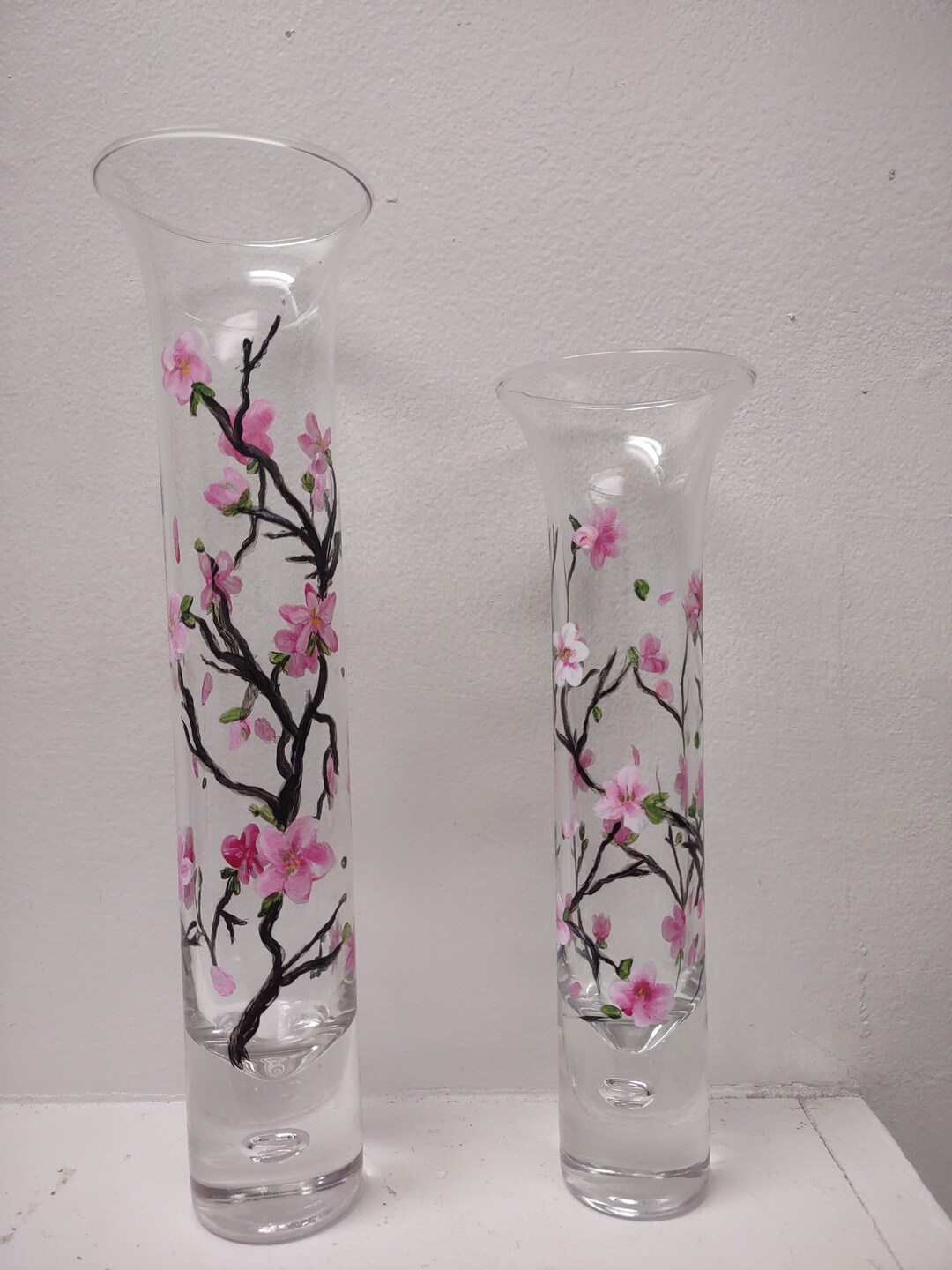 Hand-painted Cherry Blossom Bud Vases Set of 2 - Etsy