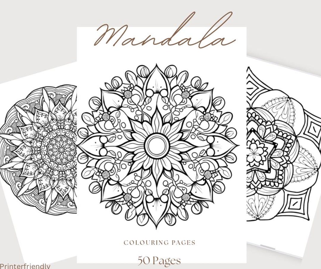 Mindful Mandala Coloring: 50 Printable Pages for Adults and Kids ...