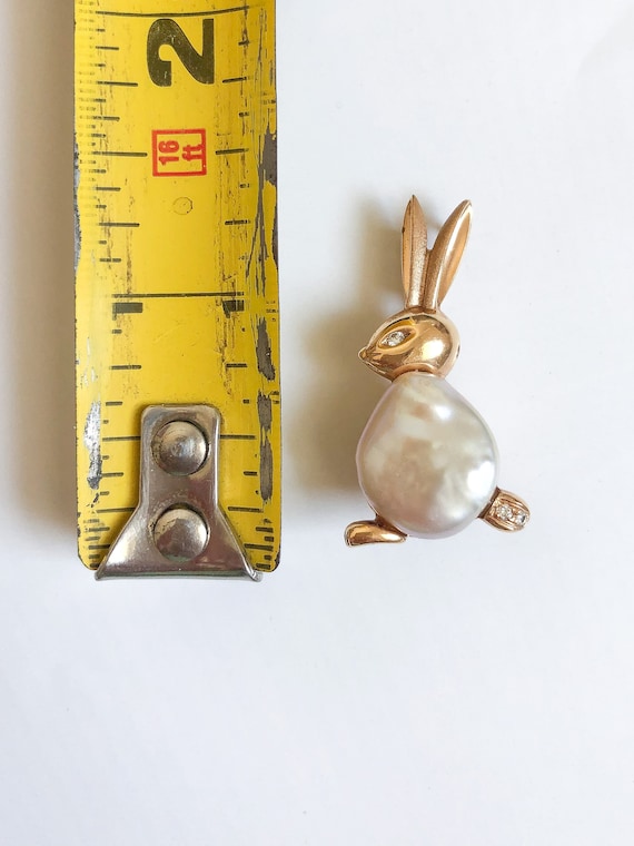 RARE exquisite solid 18kt Gold Bunny Rabbit Pin with … - Gem