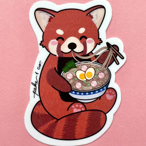 Red Panda Sticker Ramen Sticker Japanese Food Foodie Sticker Kawaii Red ...