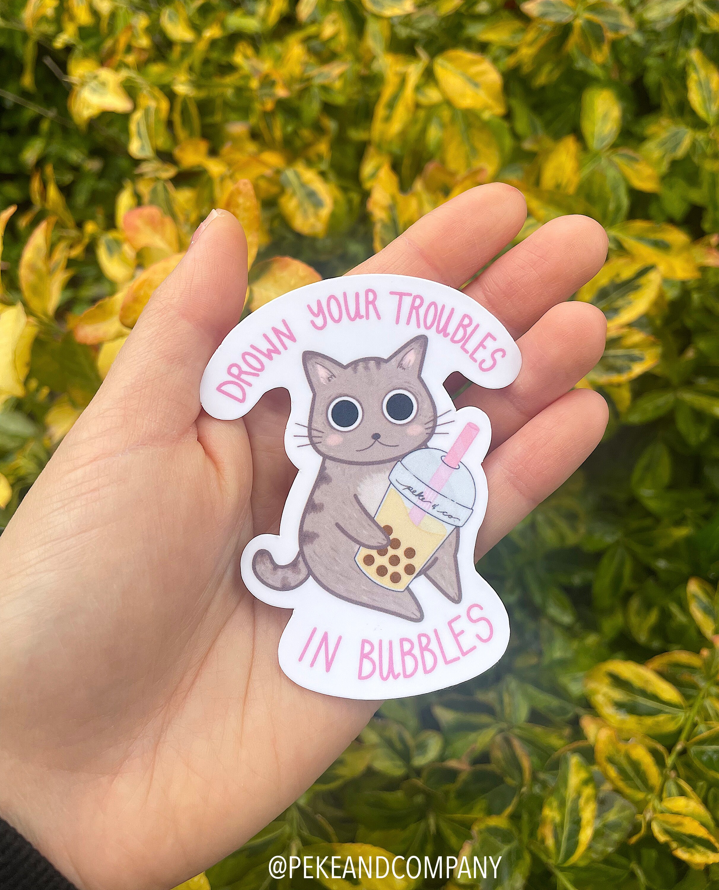 Boba Cat Sticker | Bubble Tea Sticker - Cute Cat Sticker - Boba Lover ...