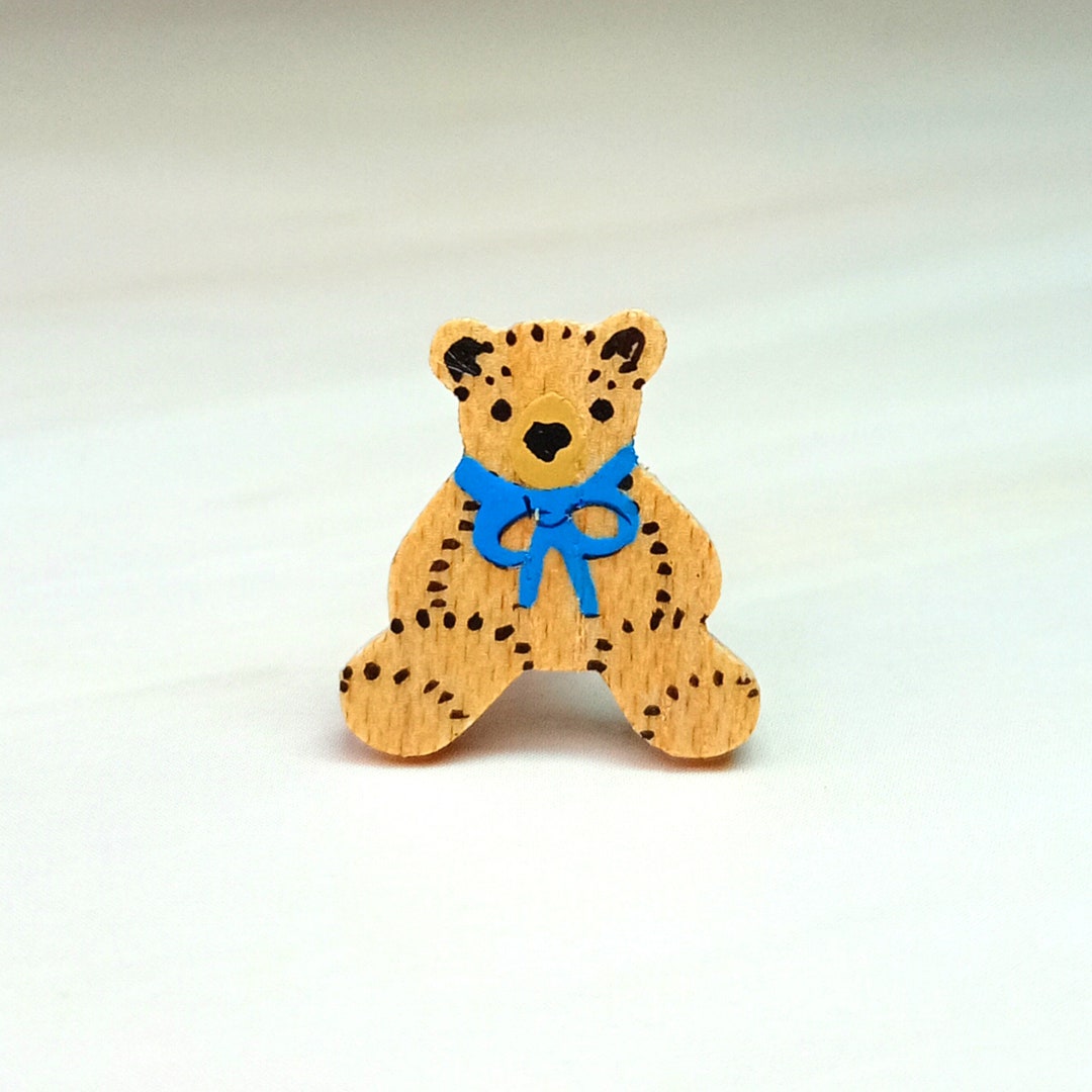 Tiny Blue Ribbon Bear Pin Handmade Teddy Badge Cute Little - Etsy