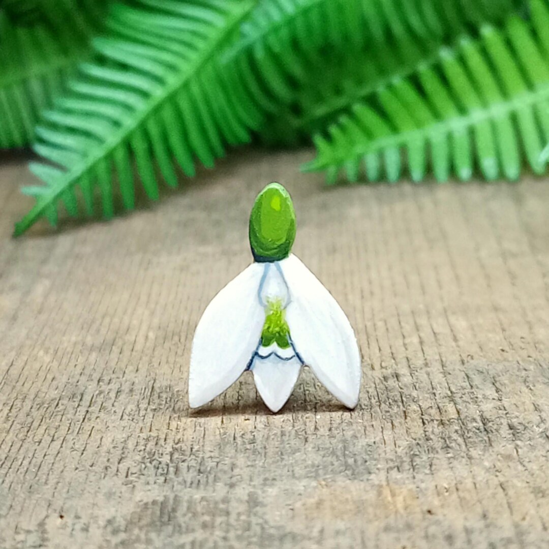 Snowdrop Pin, Handmade Wooden January Birth Flower Brooch - Etsy