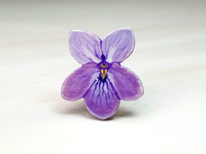 Violet Brooch February Birth Flower Pin Badge Handmade - Etsy