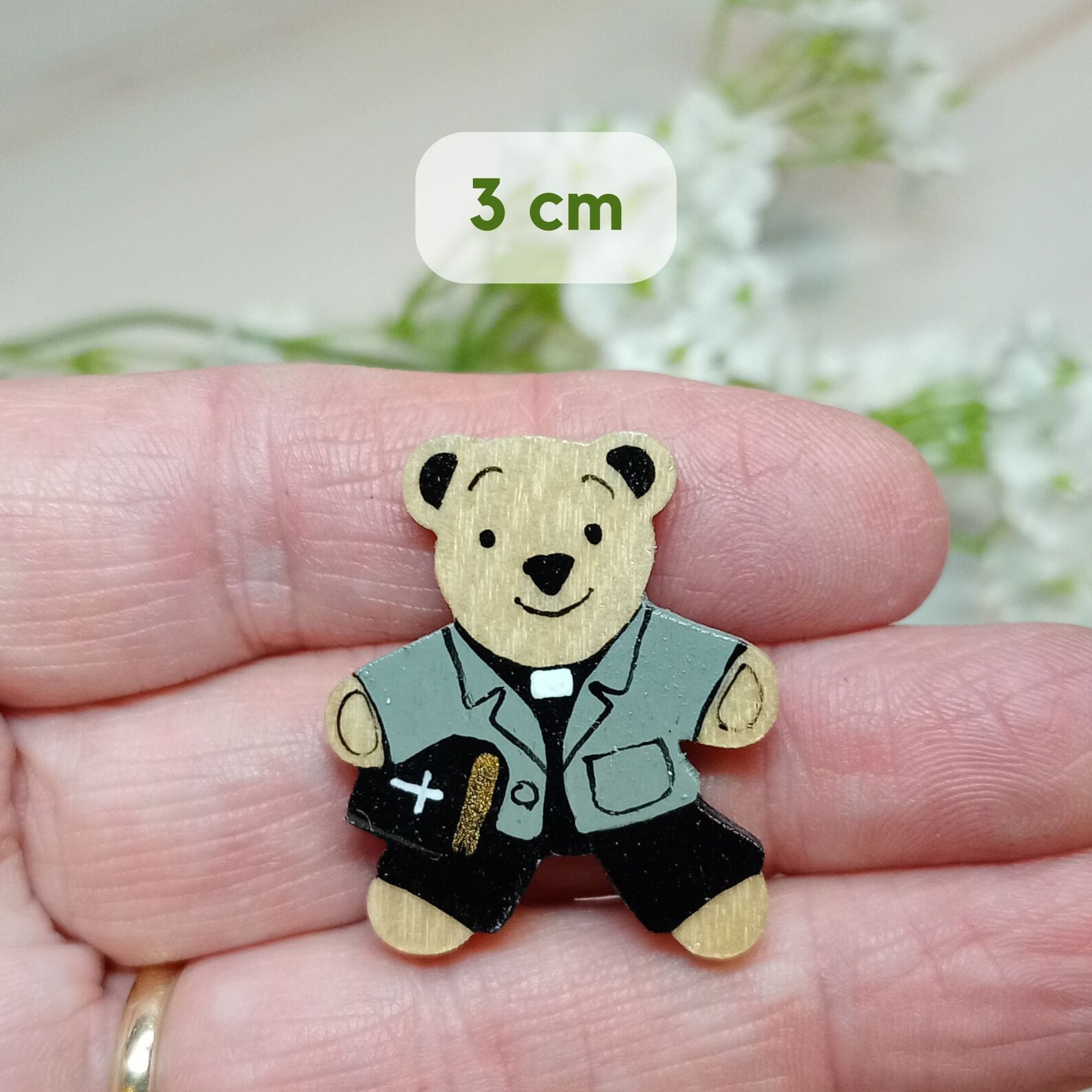 Vicar and Bible Bear Badge, Handmade Minister Teddy Brooch or Fridge ...