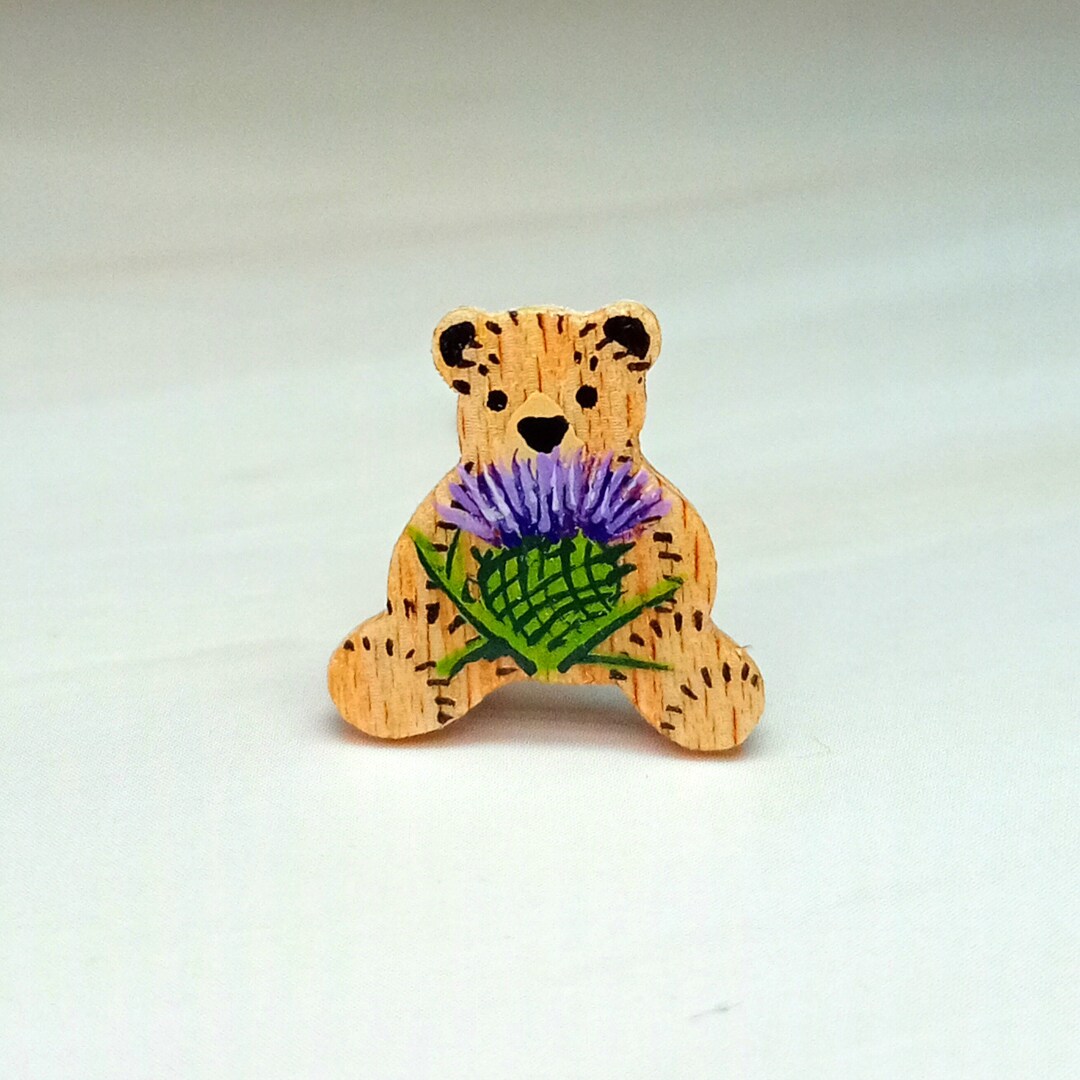 Scottish Thistle Pin Handmade Scottish Gift Tiny Bear - Etsy