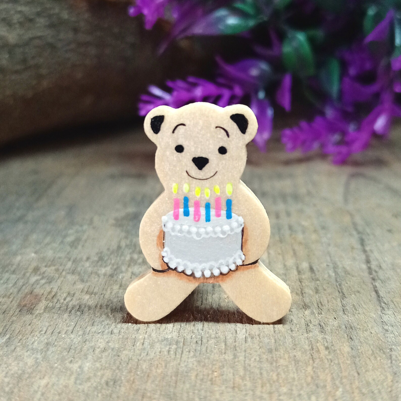 Birthday Badge Pin, Handmade Birthday Cake Teddy Bear Brooch, Cute ...