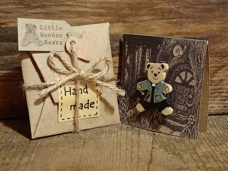Vicar and Bible Bear Handmade Pin or Fridge Magnet Thank You | Etsy