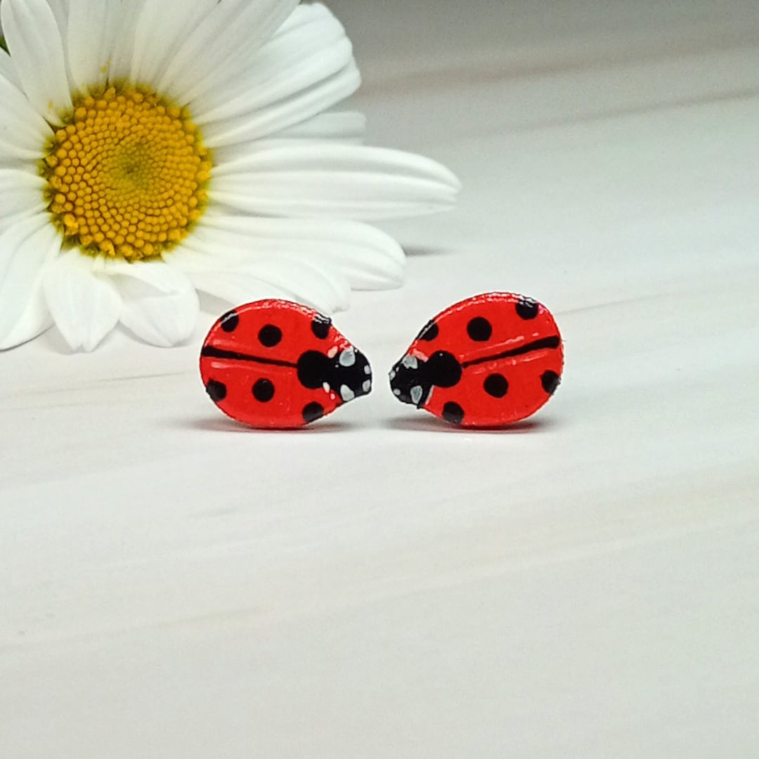 Ladybug Earrings, Handmade Ladybird Studs, Good Luck Leaving Gift for ...