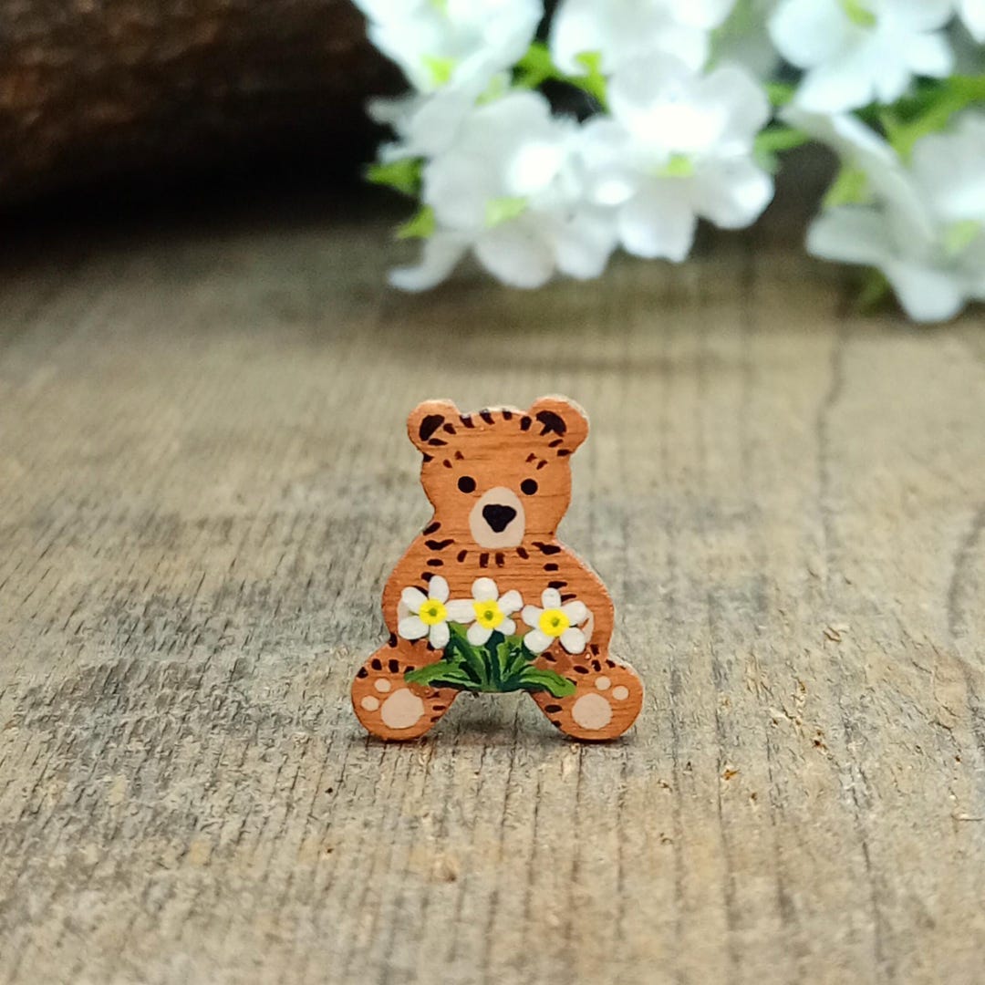 Primrose Pin, Handmade Primrose Gift, Baby Bear Pin, February Birth ...