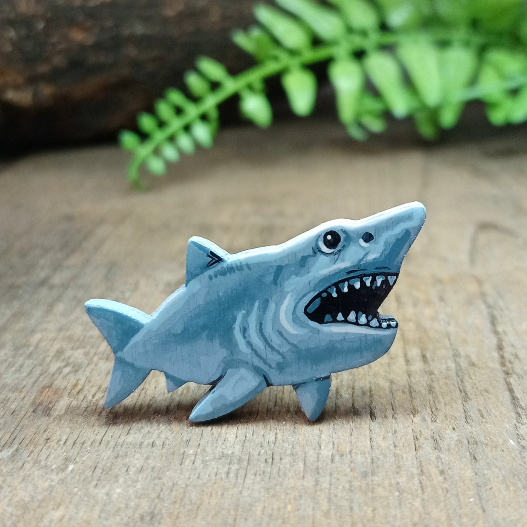 Shark Badge, Handmade Realistic Shark Brooch, Hand Painted Personalised ...