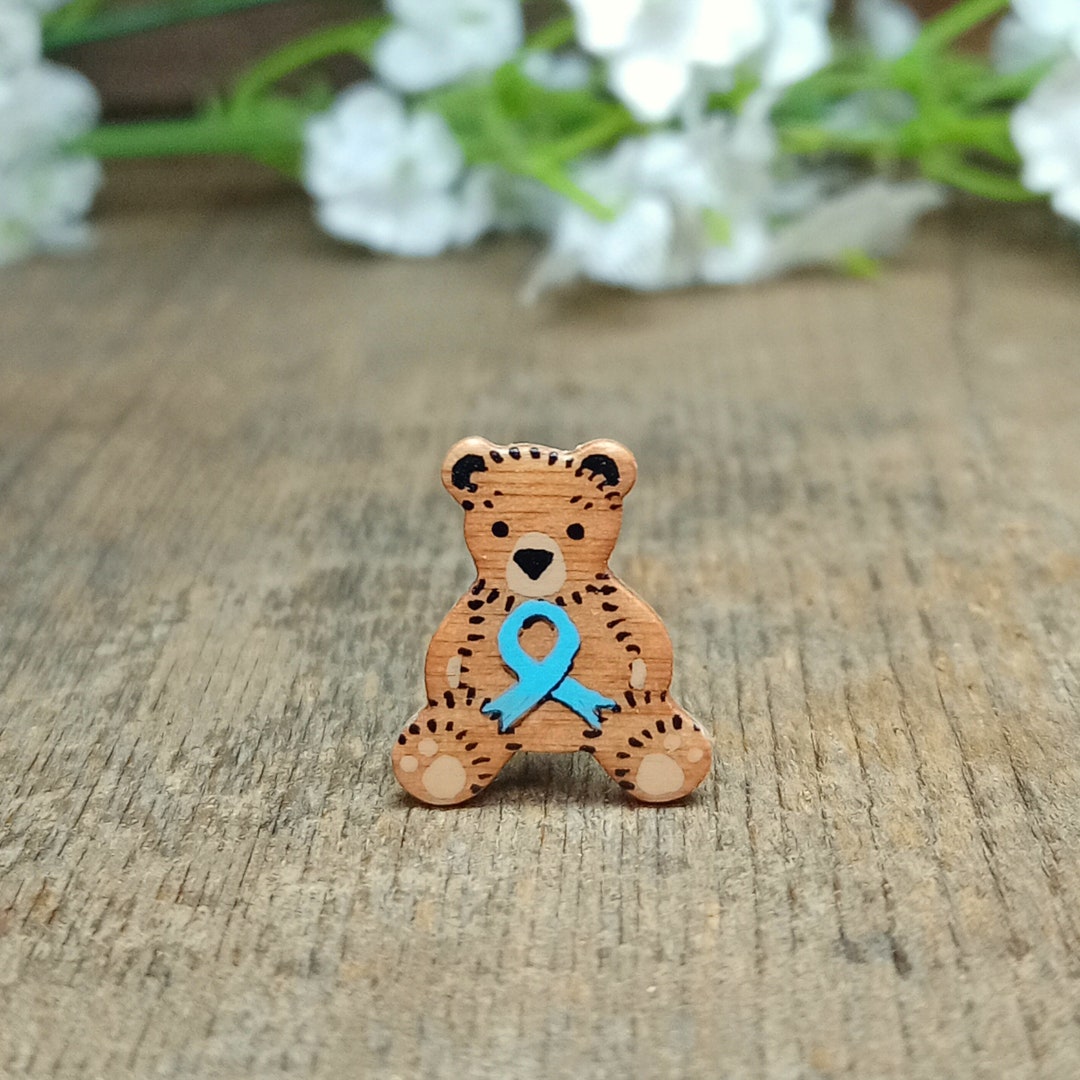 Prostate Cancer Awareness Ribbon Pin, Handmade Tiny Light Blue Ribbon ...
