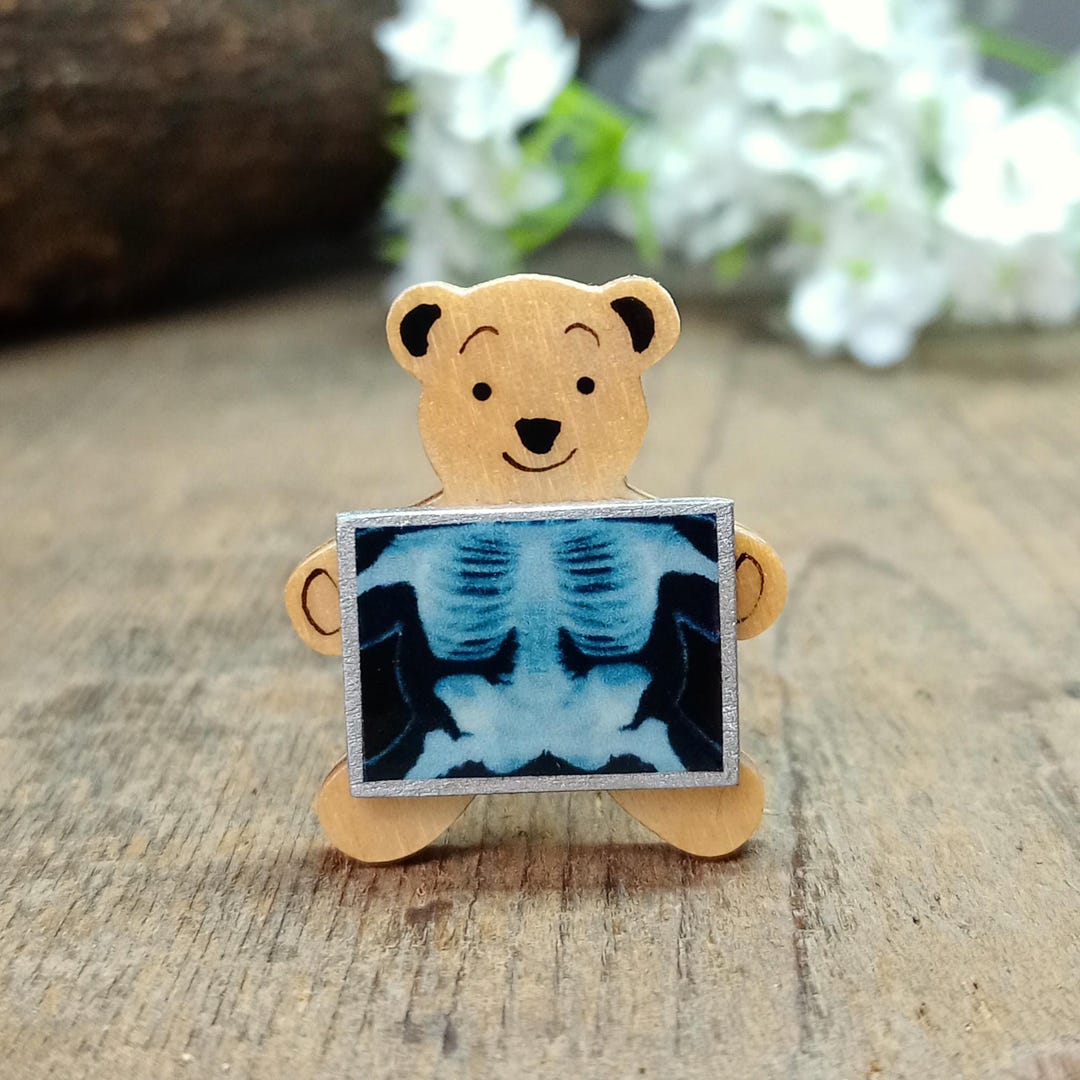 X-ray Bear Pin, Handmade Broken Arm Leg Badge Gift, Personalised ...