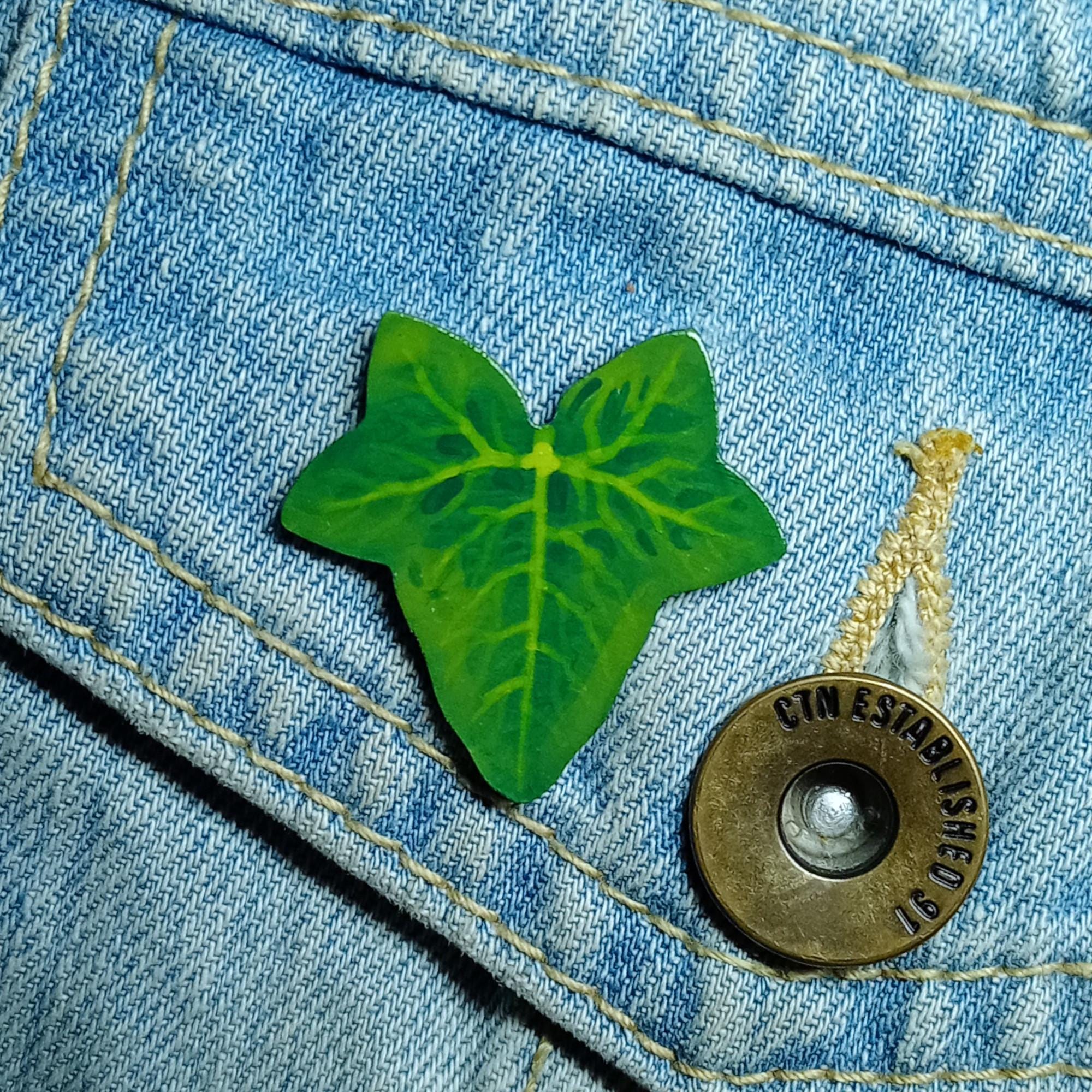Ivy Leaf Brooch, Handmade Wooden Badge - Etsy