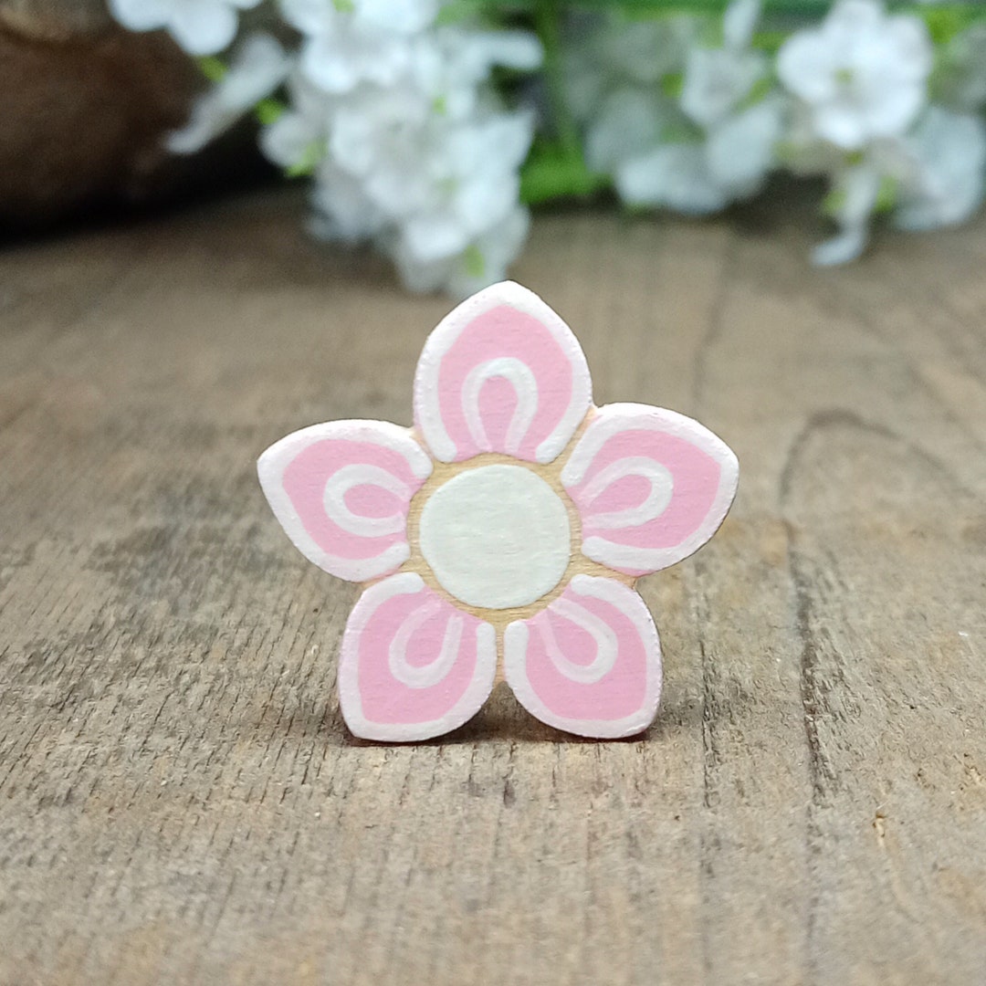 Pink Flower Brooch, Handmade Flower Pin Birthday Gift, Pastel Pink ...