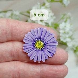 Purple Daisy Pin Badge, Aster Flower Brooch, Handmade Michaelmas Daisy ...