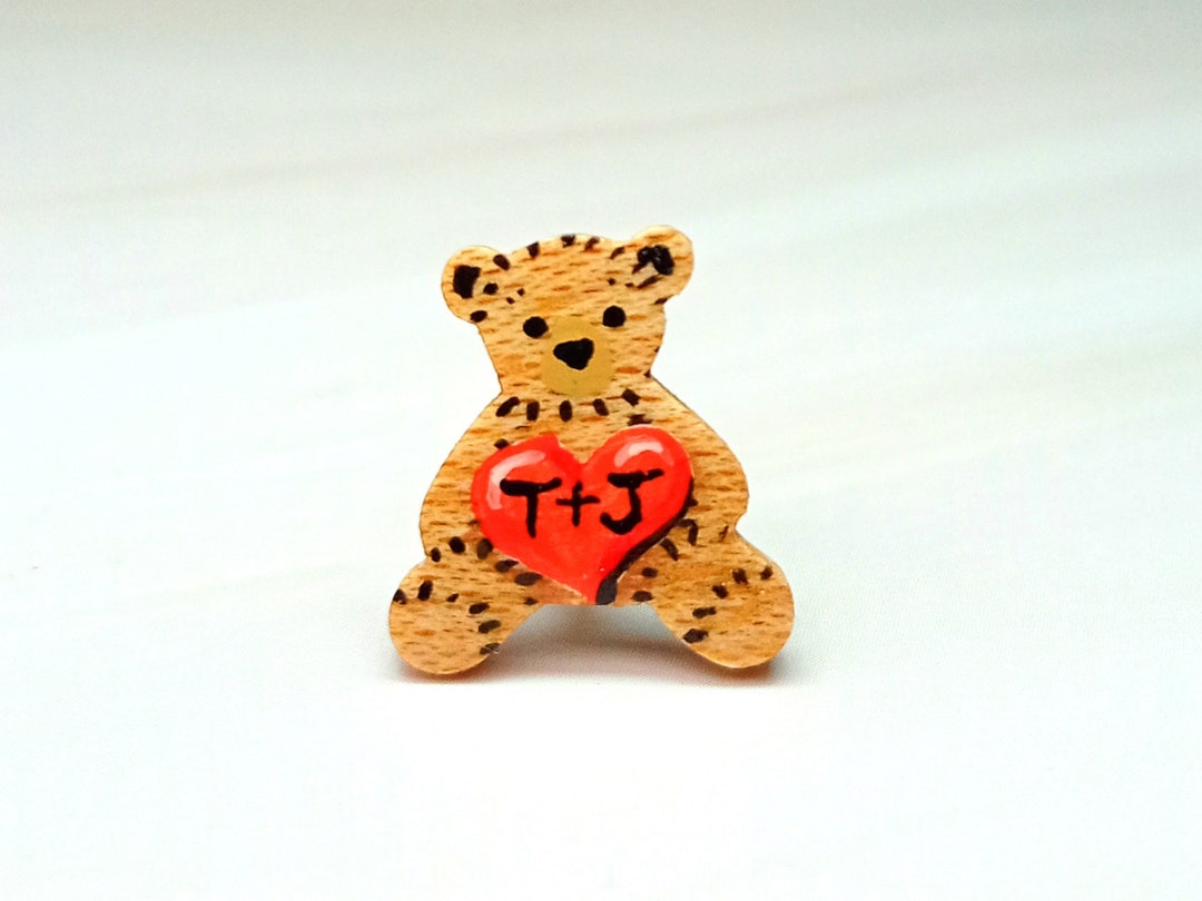 Personalised Teddy Girlfriend Handmade Tiny Bear Pin Love - Etsy