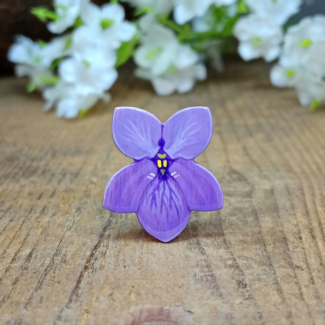 Violet Brooch, February Birth Flower Pin Badge, Handmade February ...