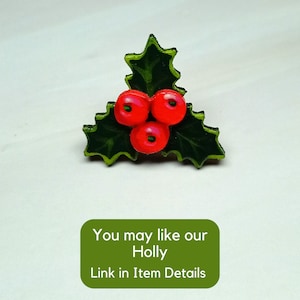 Holly Pin, Handmade Holly Brooch, Holly Gifts, December Birthday, Tiny ...