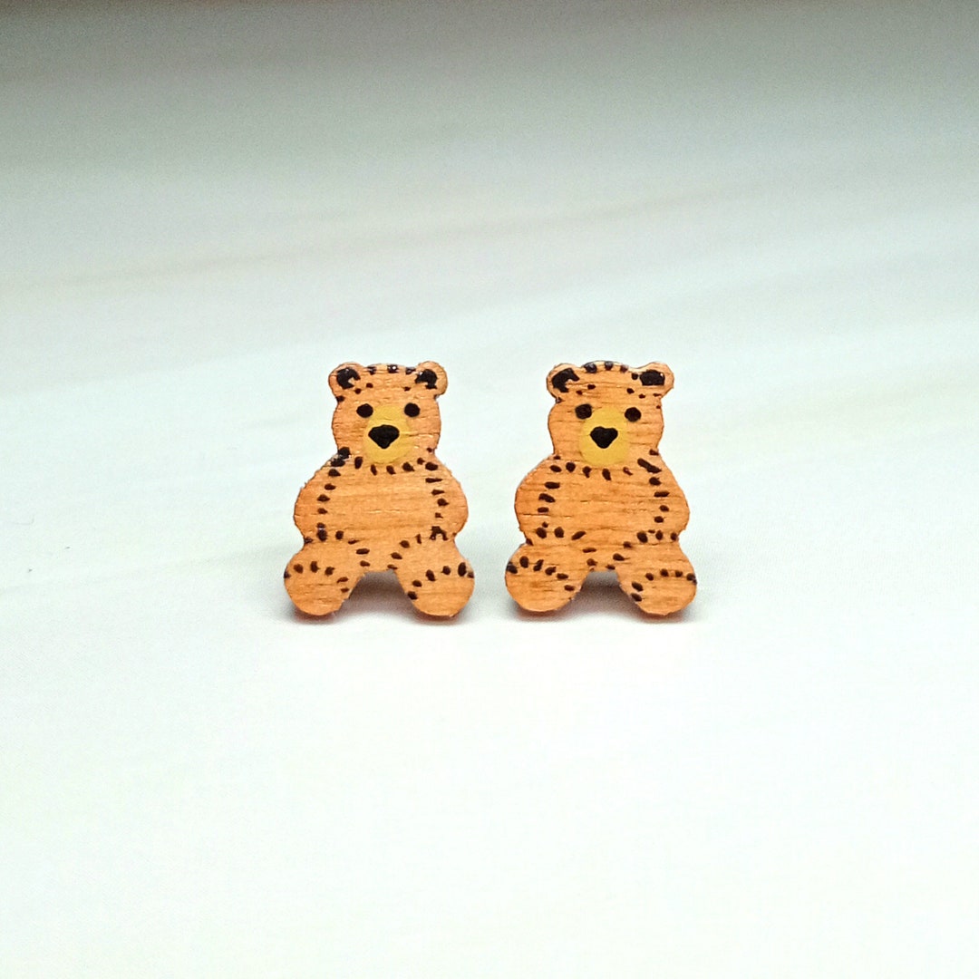 Tiny Teddy Bear Earrings, Handmade Baby Bear Jewellery Gift, Mini Teddy ...