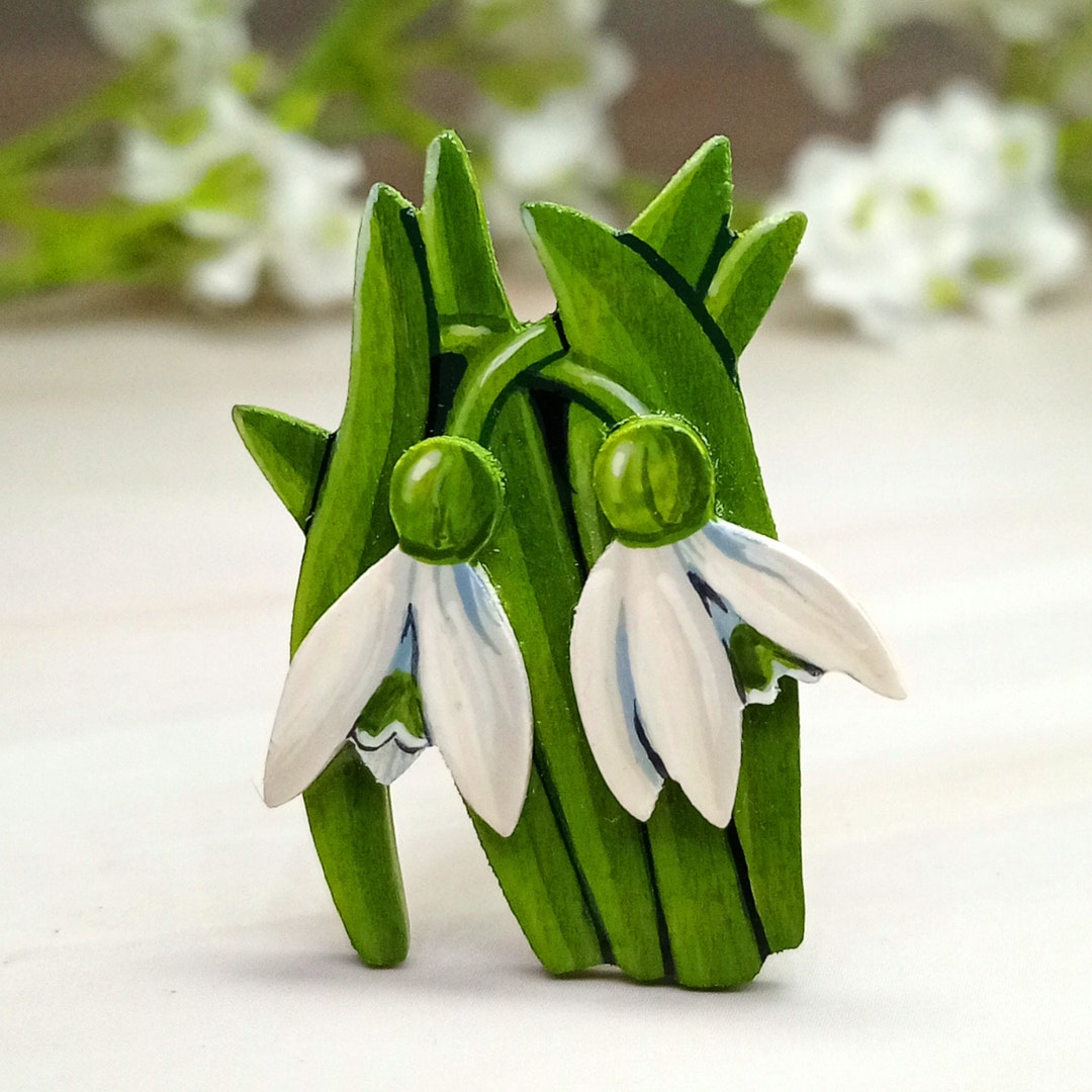 Snowdrop Pin, Handmade January Birthday Gift, Snowdrop Brooch, Flower ...