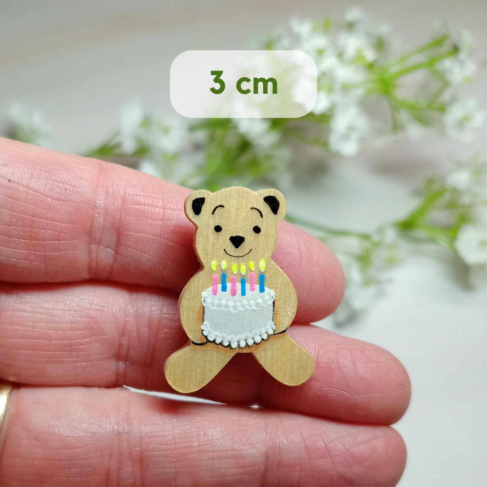 Birthday Badge Pin, Handmade Birthday Cake Teddy Bear Brooch, Cute ...