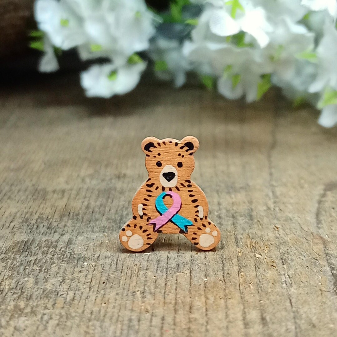 Tiny Breast and Ovarian Cancer Ribbon Pin, Handmade BRCA Support Ribbon ...
