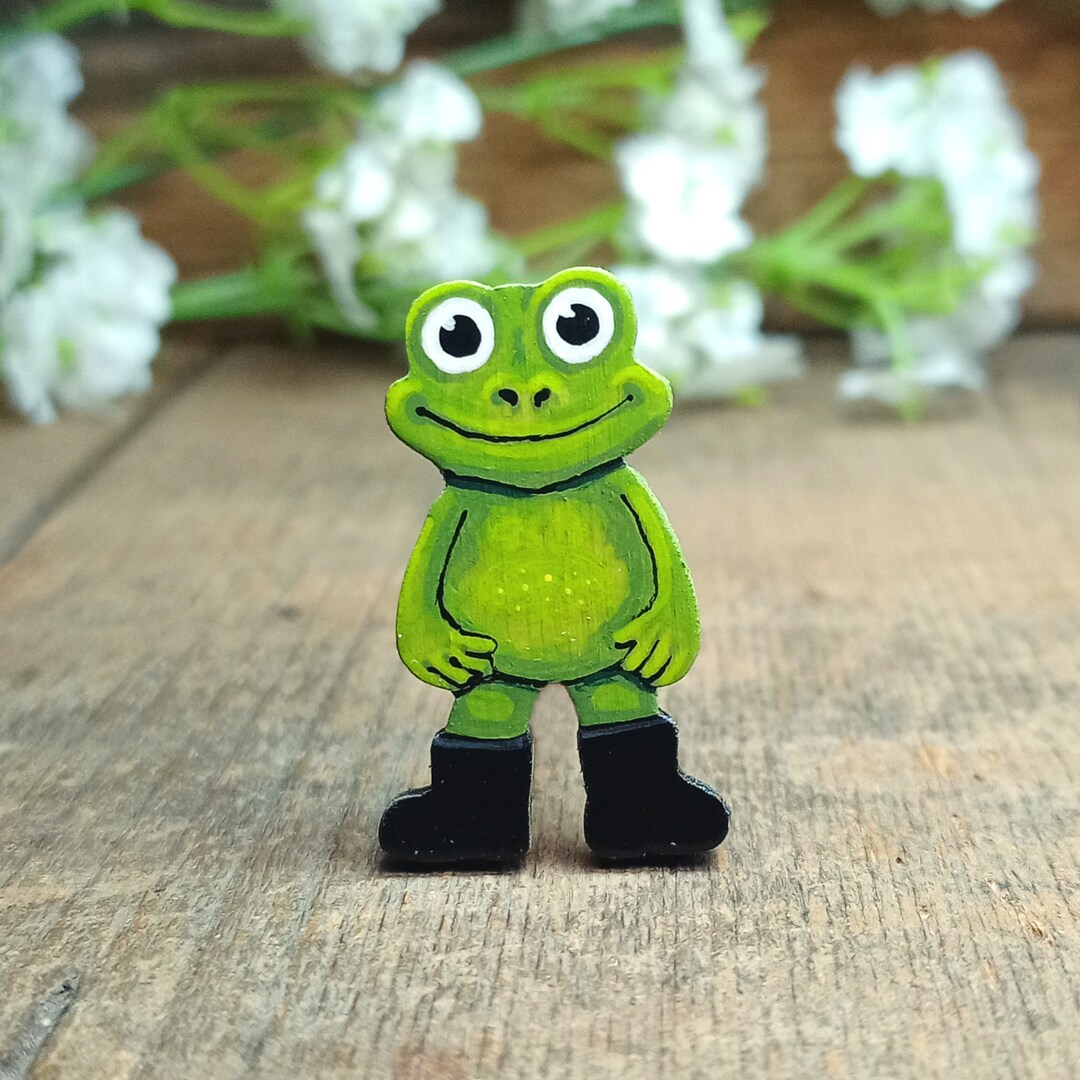 Handmade Frog Brooch, Wooden Frog Fridge Magnet, Small Frog Gift, Frog ...