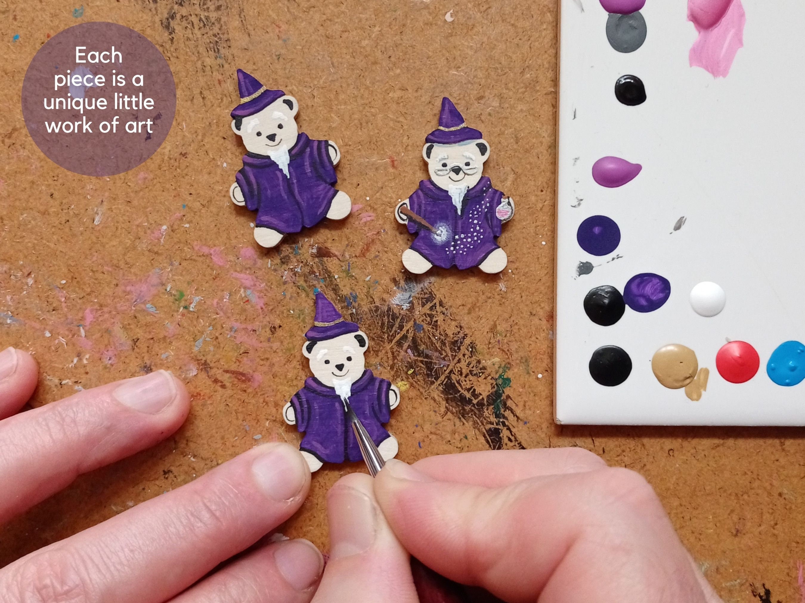 Wizard Badge, Handmade Wizard Bear Pin, Gift for Boy, Gift for Girl ...