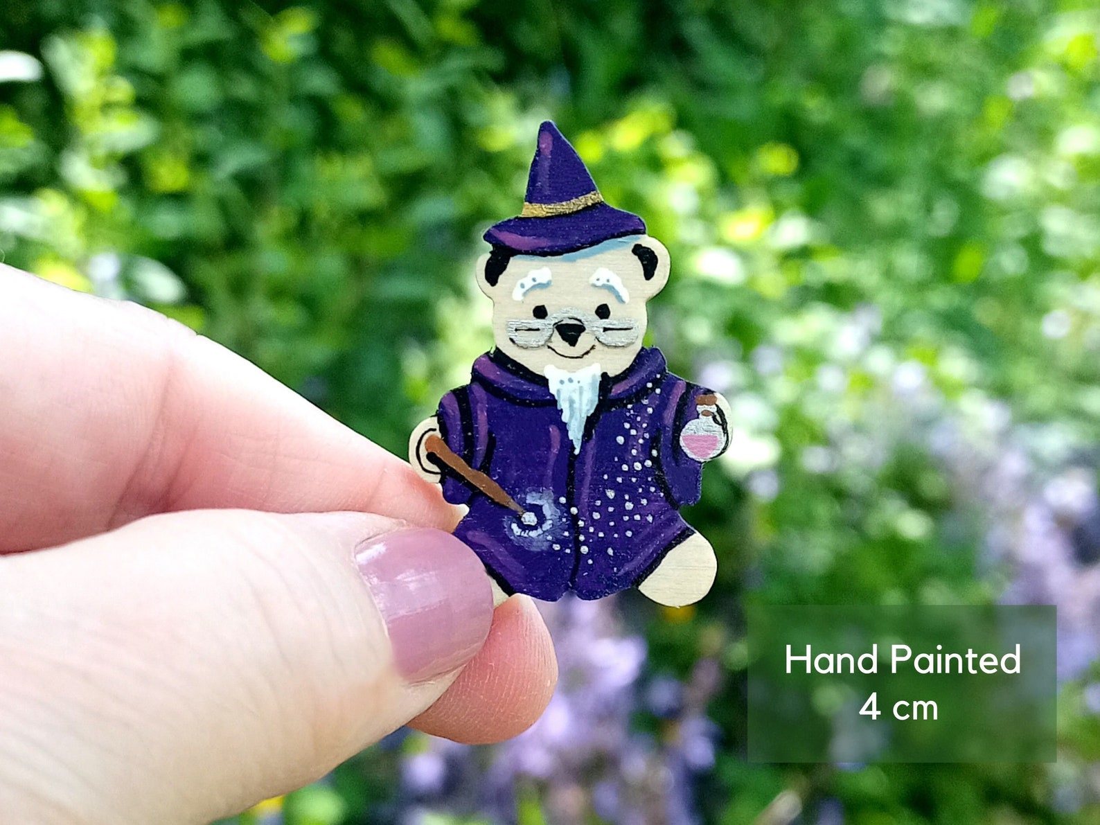 Wizard Badge, Handmade Wizard Bear Pin, Gift for Boy, Gift for Girl ...