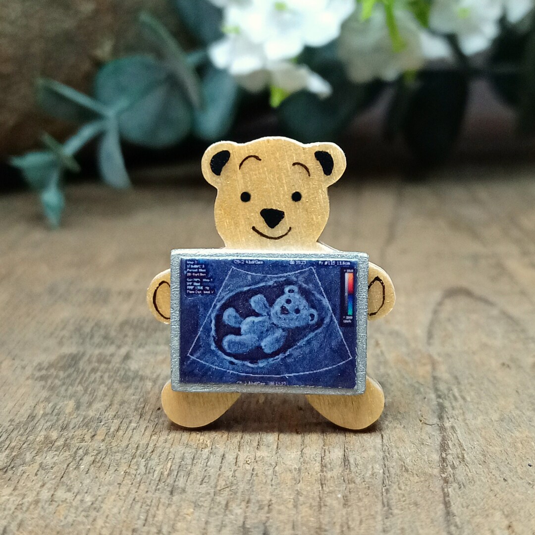 Baby Bear Scan Pin Gift, Handmade Ultrasound Pregnancy Scan Brooch ...