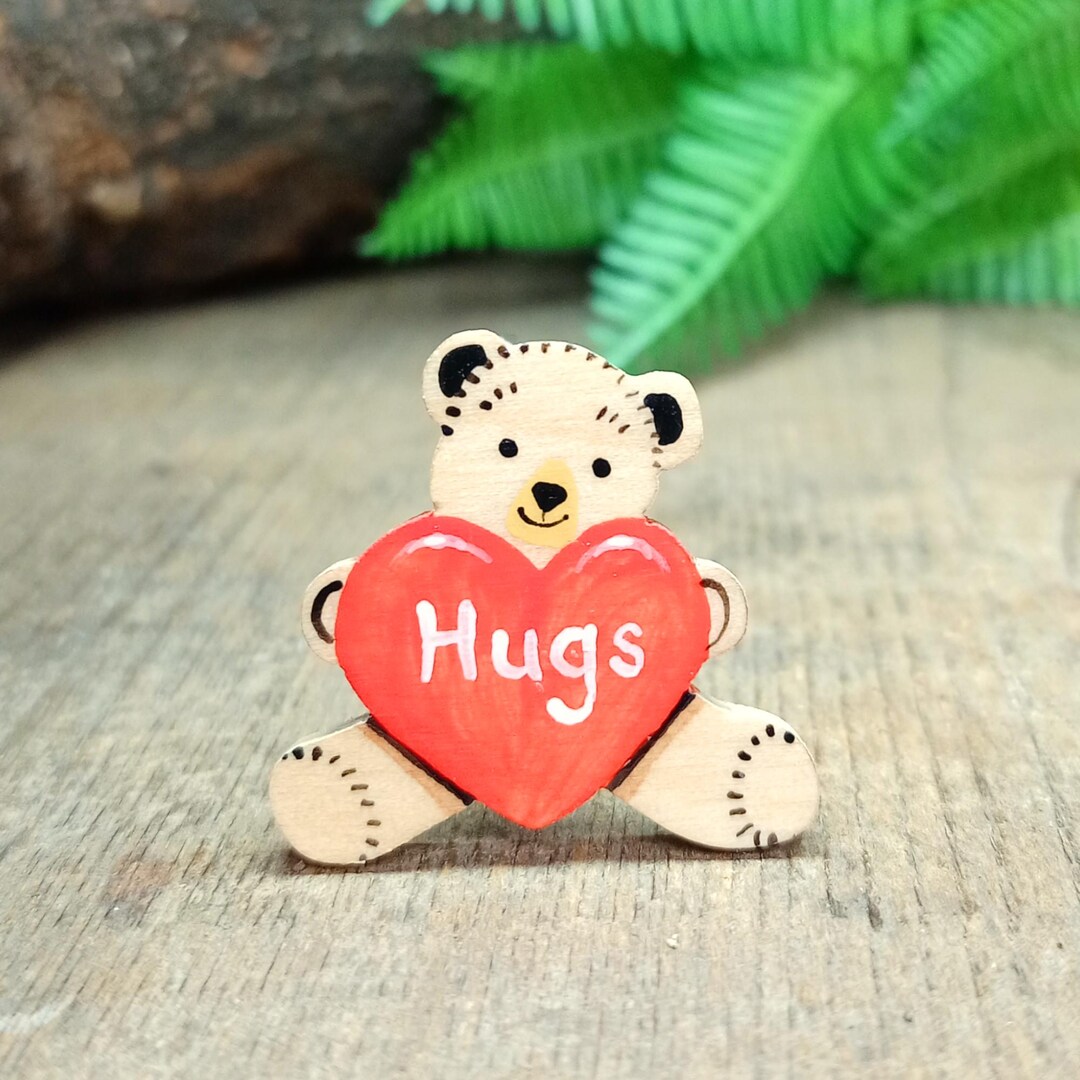 Pocket Hug, Handmade Bear Hugs Gift, Personalised Teddy Bear Brooch Pin ...