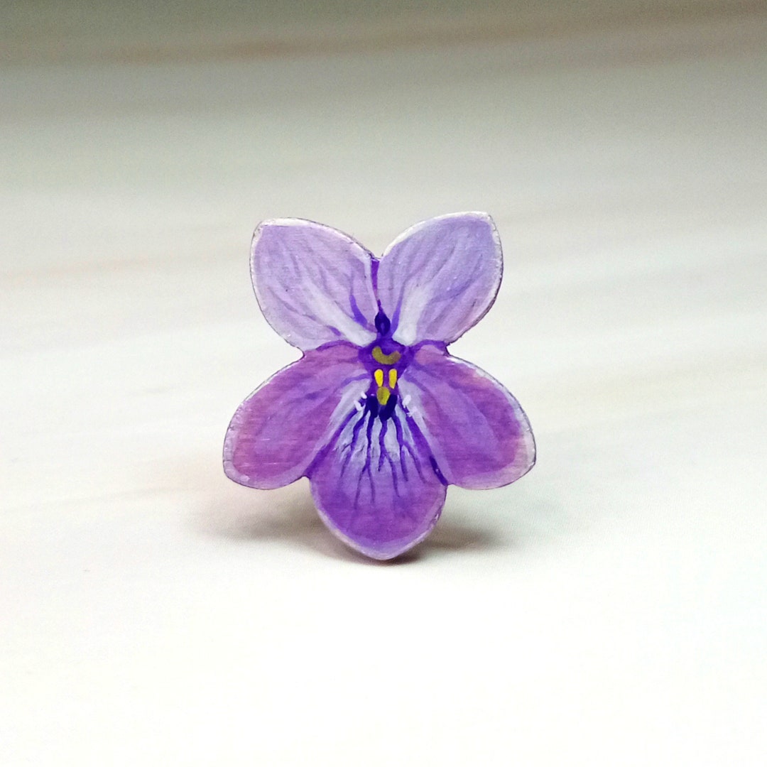 Violet Brooch, February Birth Flower Pin Badge, Handmade February ...