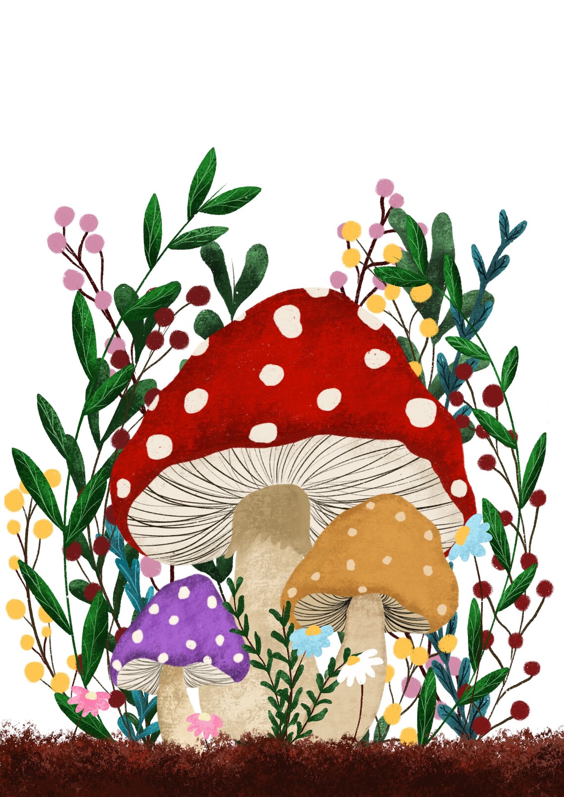 Ethereal Mushroom Art Print Floral Forest Illustration Toad - Etsy