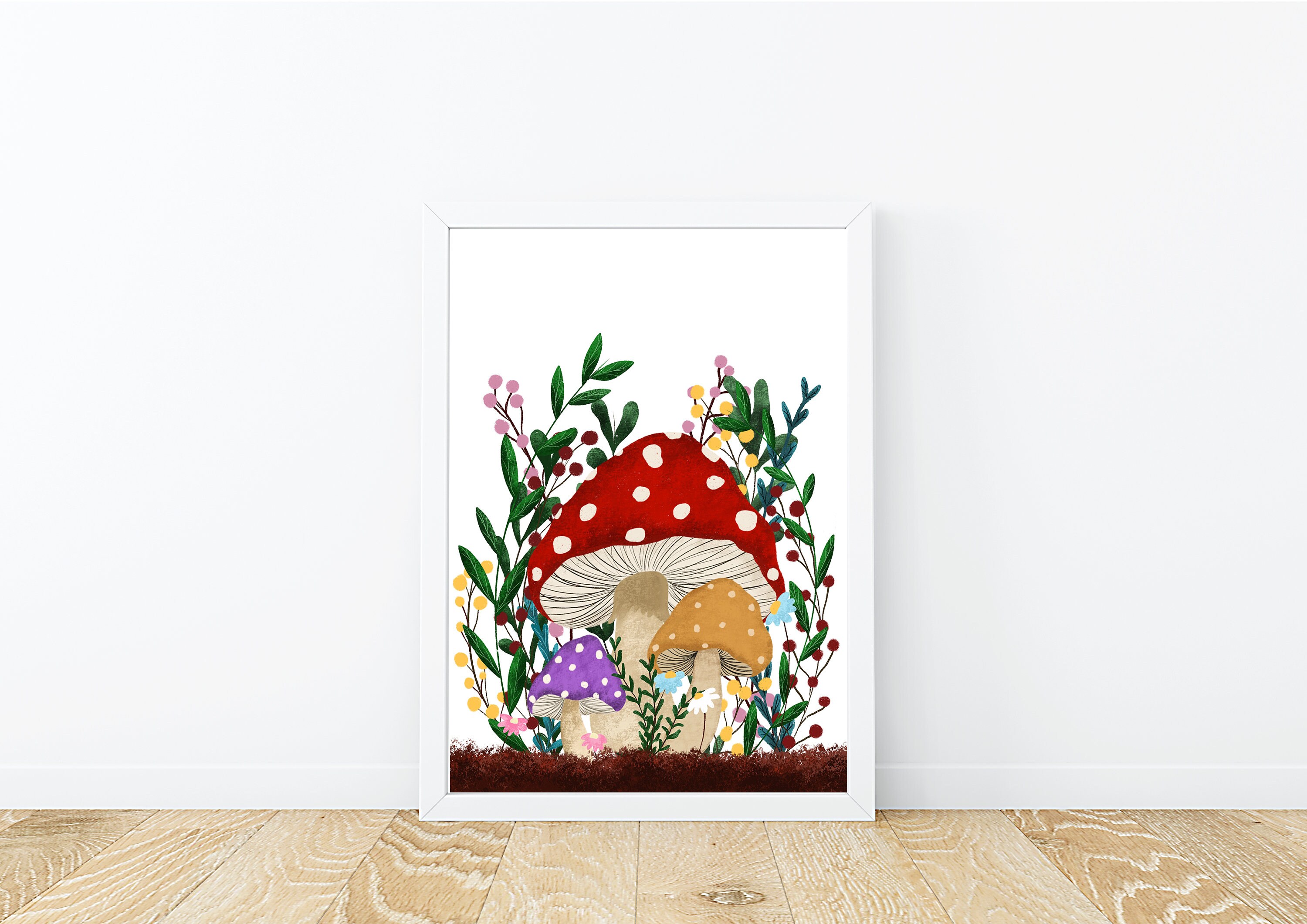 Ethereal Mushroom Art Print Floral Forest Illustration Toad - Etsy