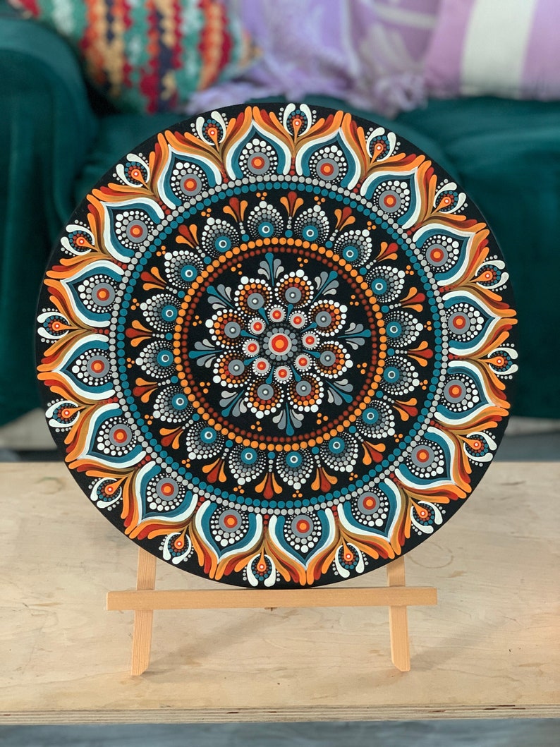 Sunset Mandala Painting | Dot Work Painting | Spiritual Home Decor - Etsy