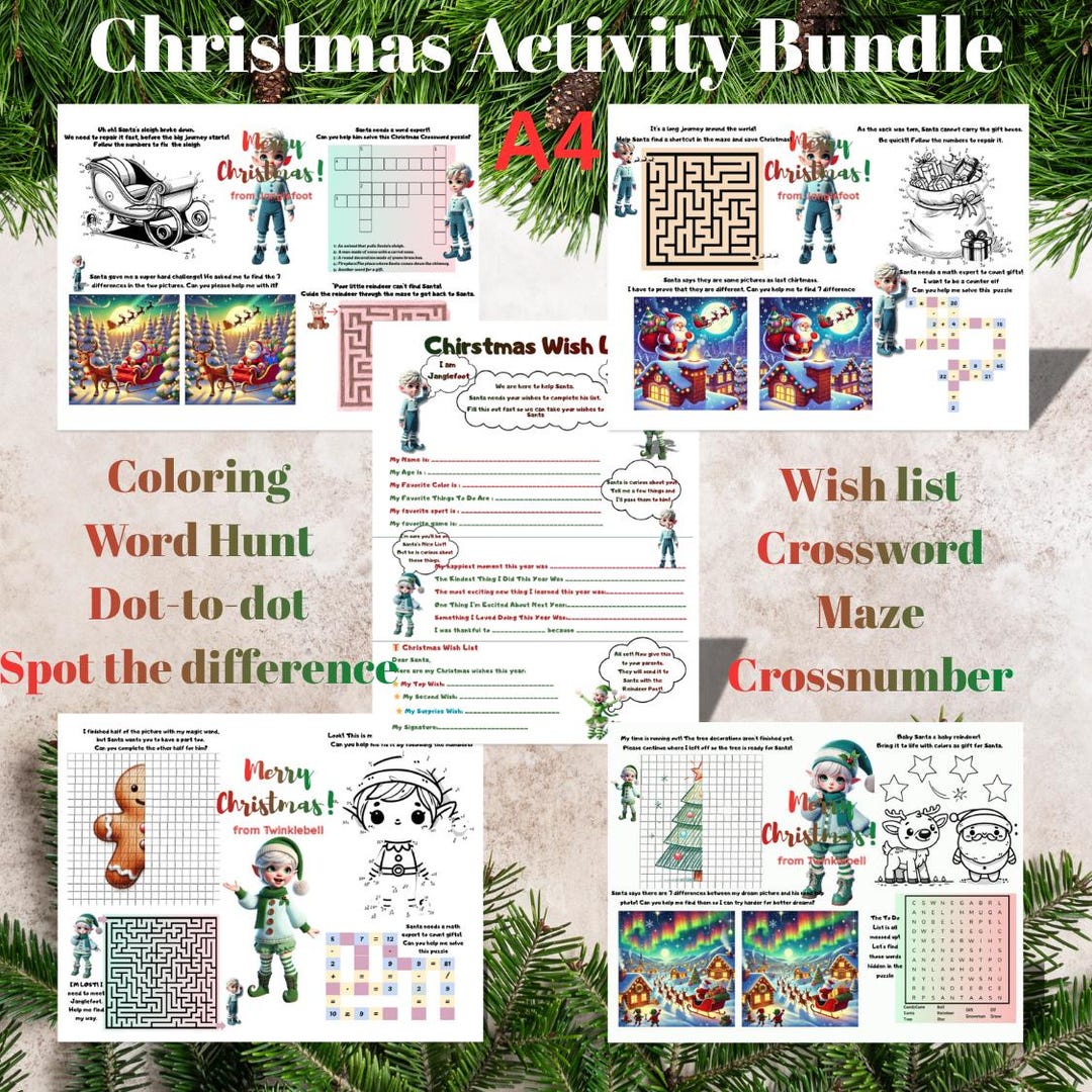 Christmas Activity Bundle| A4 Size | Wishlist | Kids Game Pack ...