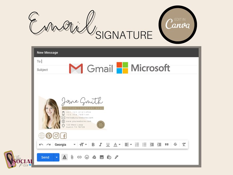 Email Signature Template in Neutral Tones | Customized in Canva - Etsy