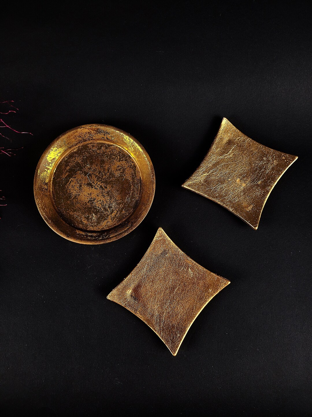 3 Gold Coasters Old Plates Small Gold Plates Small Plates - Etsy