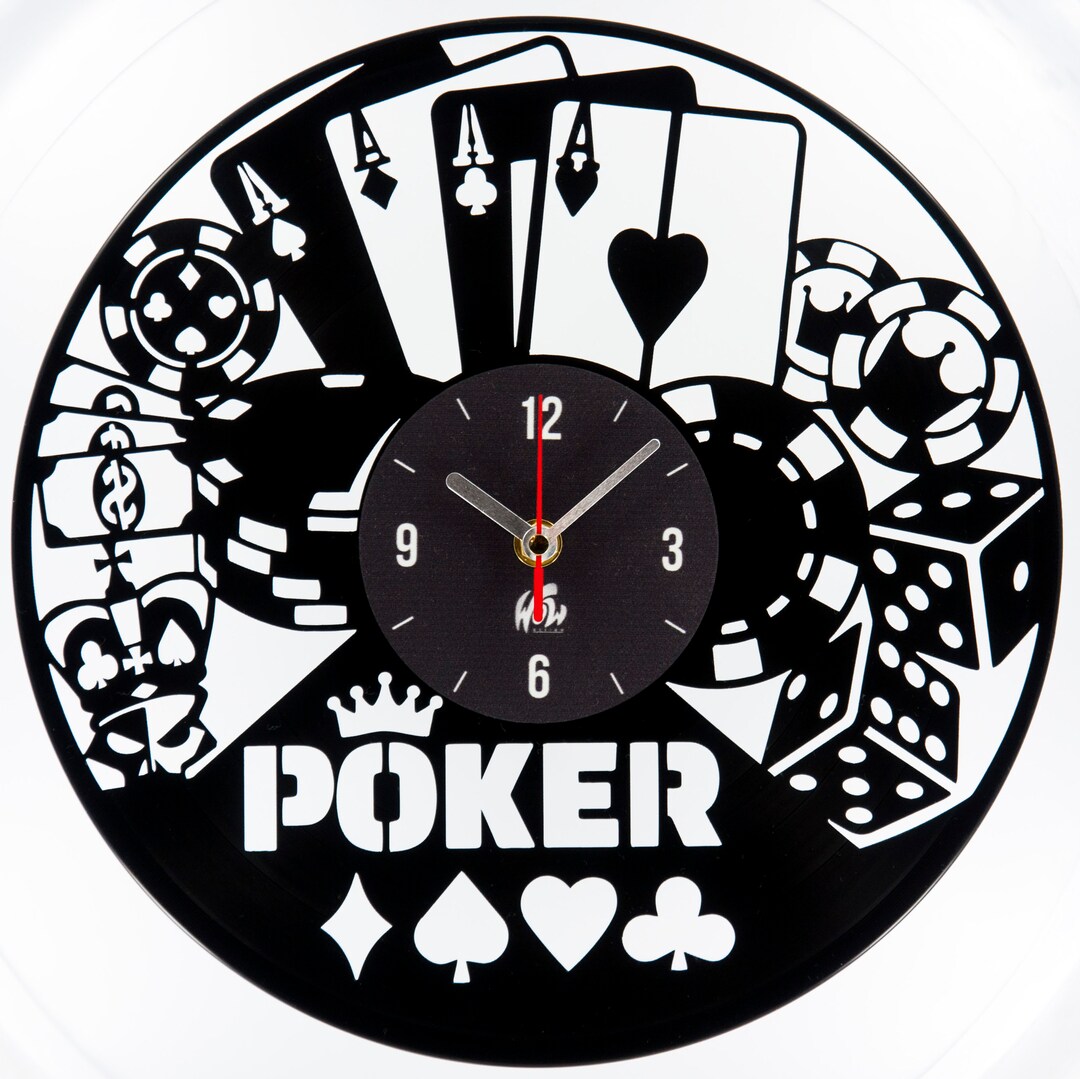 POKER Vinyl Wall Clock 12 Inches. A Great Gift for Card Game Poker Fans ...
