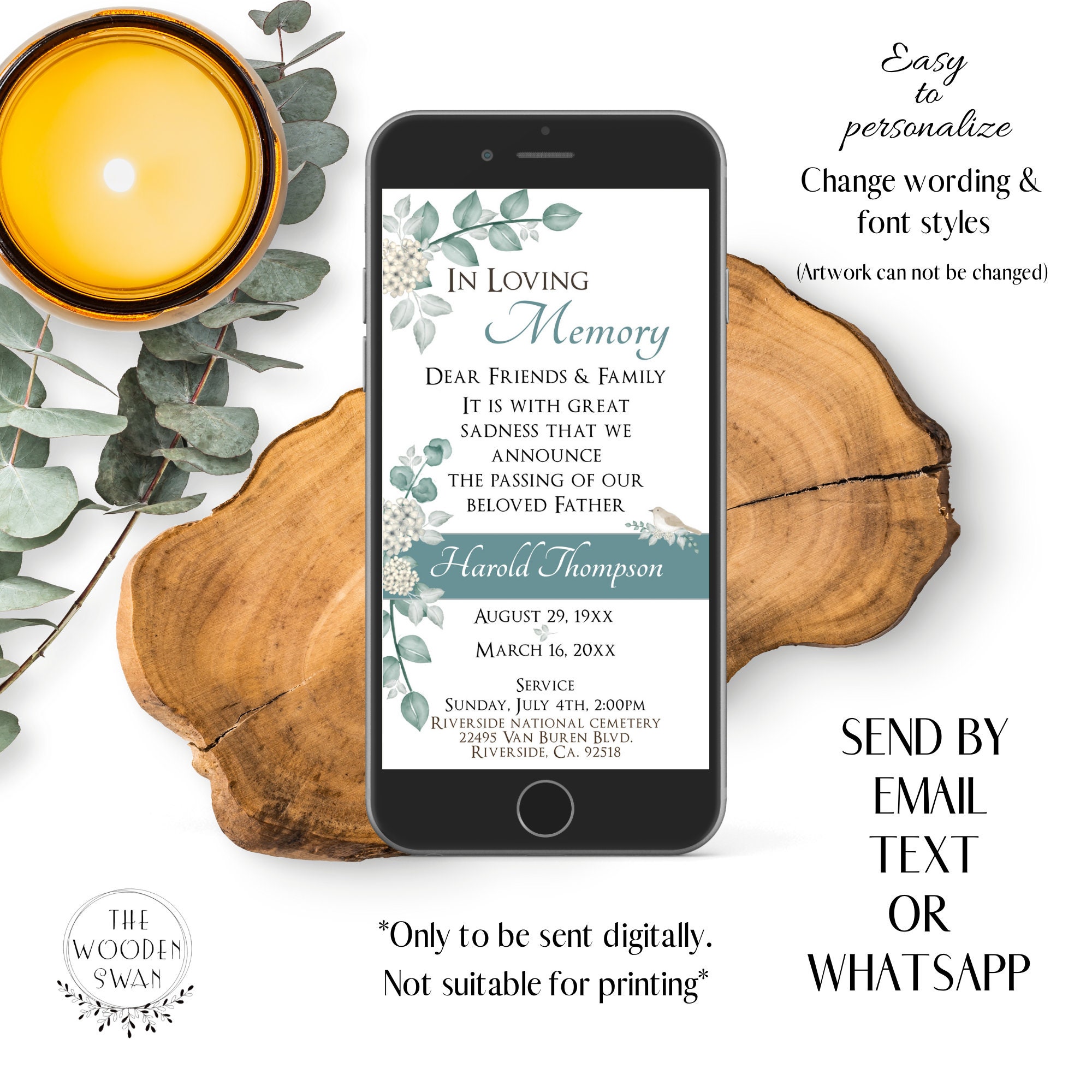 Electronic in Loving Memory Template, Memorial, Passing of Loved One ...