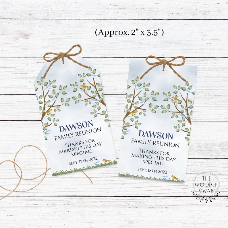 Printable Favor Tag Template, Family Reunion Gift Tag, Thank You Favor ...