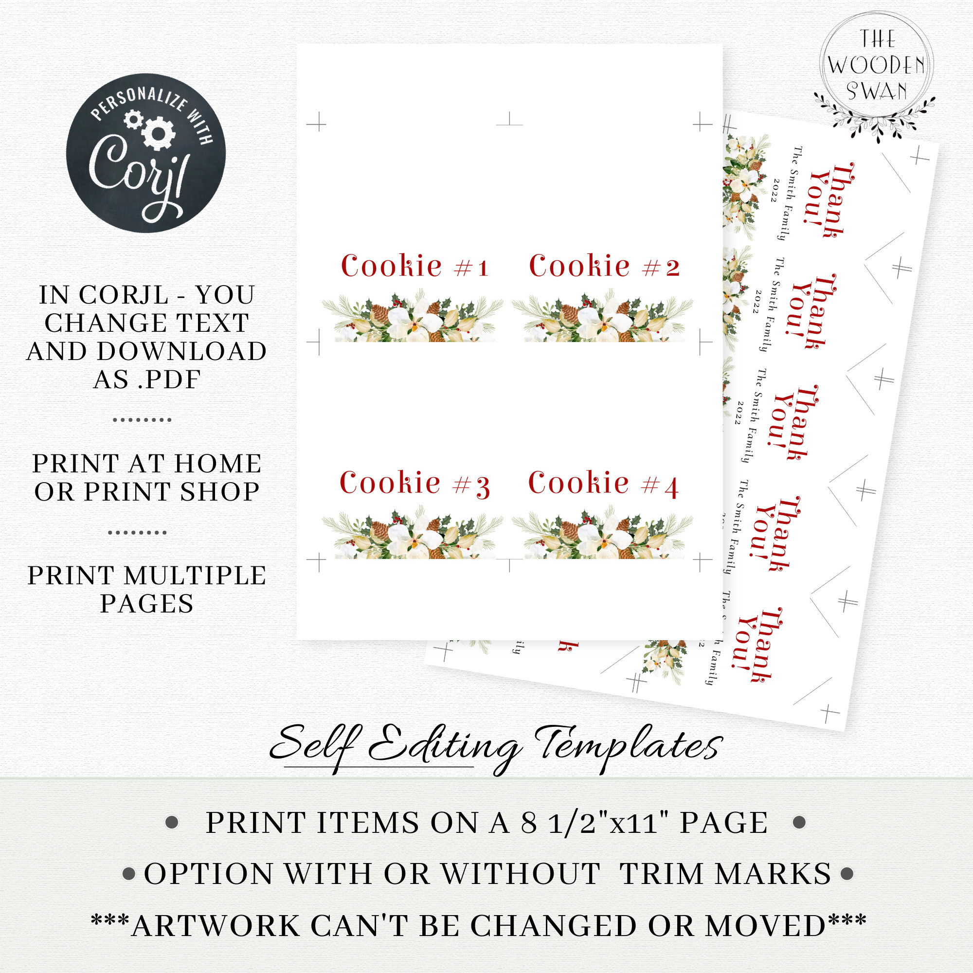 Printable Christmas Cookie Exchange Templates, DIY Templates, Cookie ...