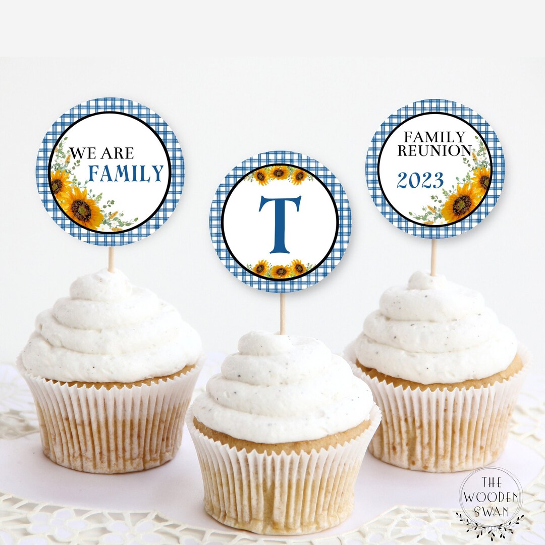 Family Reunion Cupcake Topper Template, Round Gift Tags, Fall Family ...