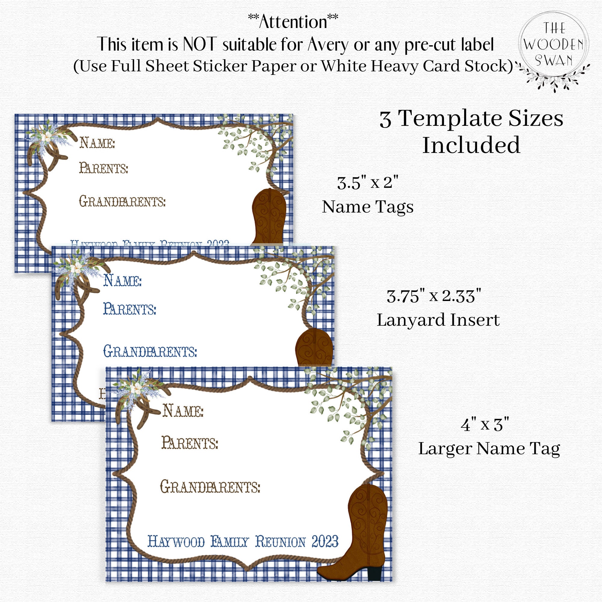 Family Reunion Name Tag Template , Party Name Tags, Family Celebration ...