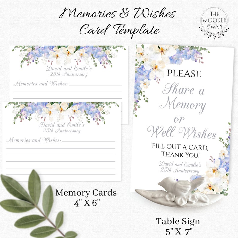 Printable Memories or Wishes Card & Sign Template, Anniversary Wishes ...
