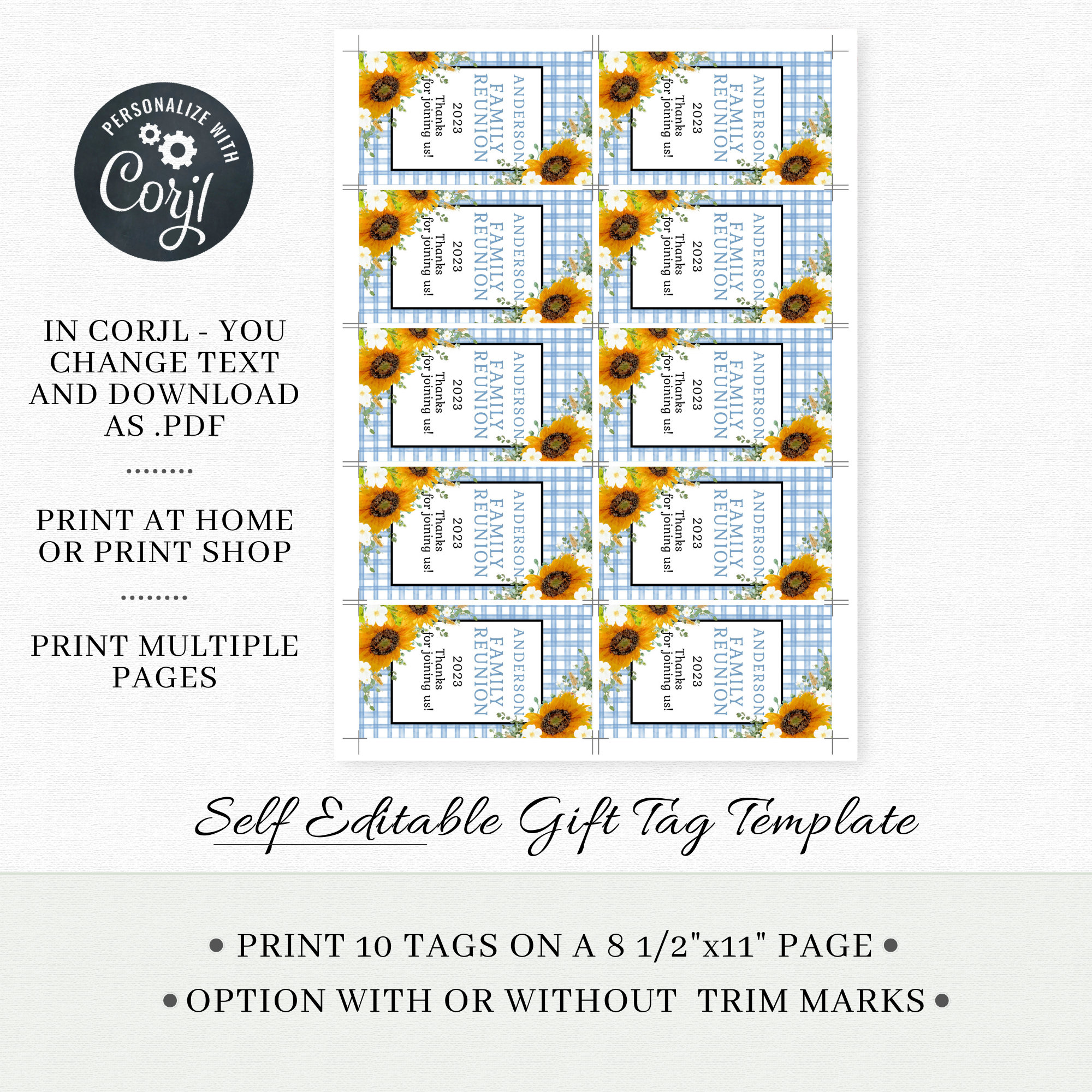 DIY Printable Favor Tag Template Family Reunion Gift Tag - Etsy