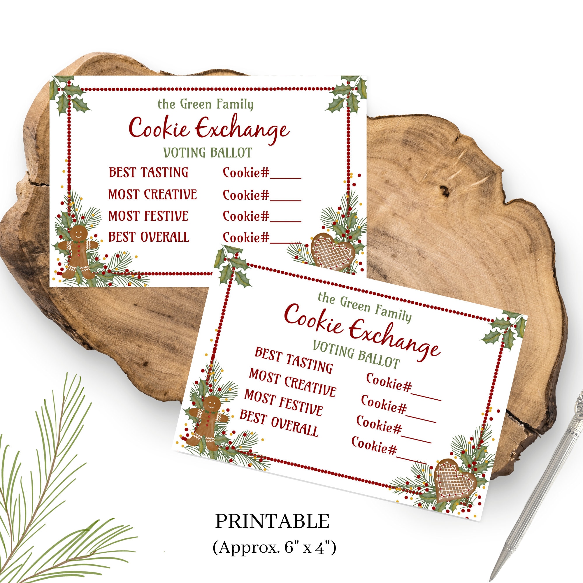 Printable Christmas Cookie Exchange Pack, DIY Templates, Cookie Swap ...