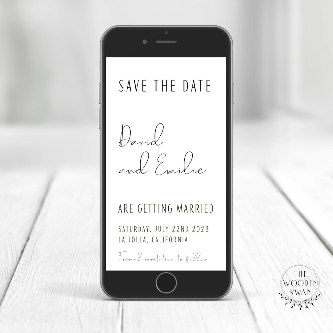 Electronic Save the Date Template, Minimalist Save the Date Digital ...